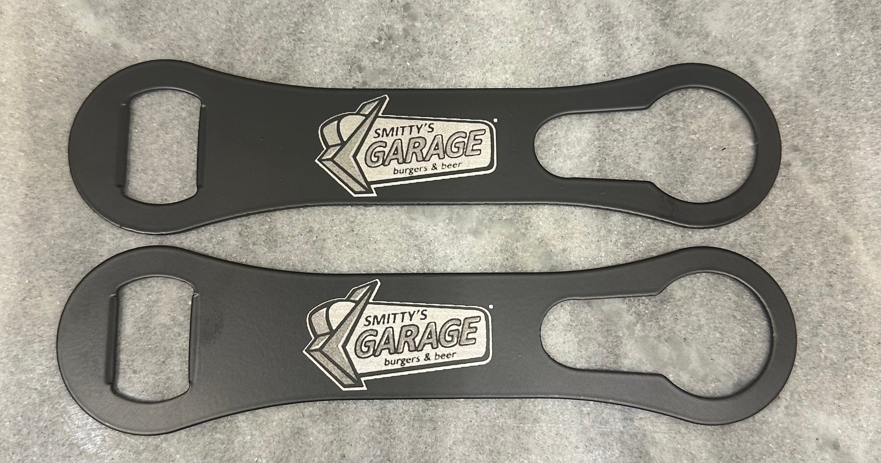 Black metal bar keys laser engraved – Etchlahoma