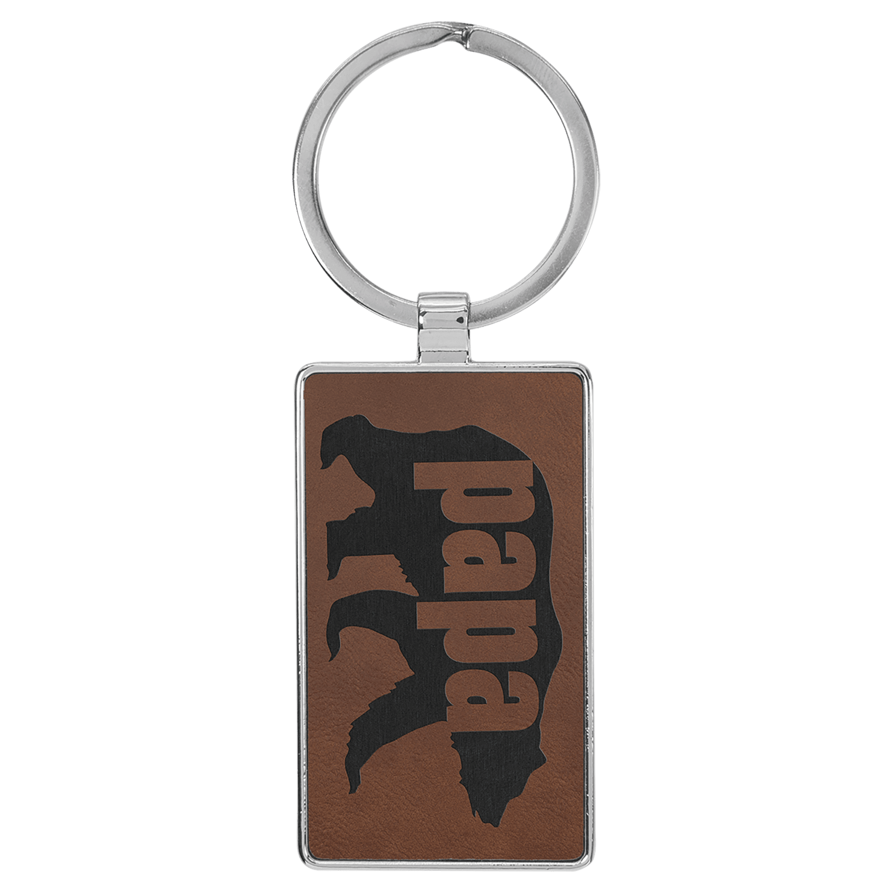 Leatherette/Metal Dark Brown Rectangle Keychain – Etchlahoma